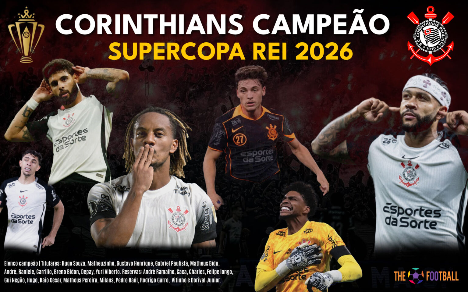 Baixe o pôster do Corinthians campeão da Supercopa Rei 2026 - The Football